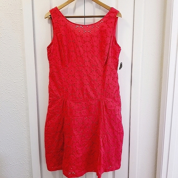 Nine West | Dresses | Nwt Eyelet Dress In Raspberry Watermelon Shade ...